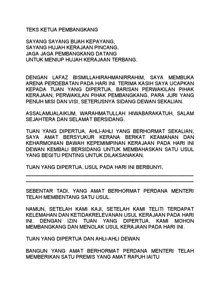 Teks Ketua Pembangkang | PDF