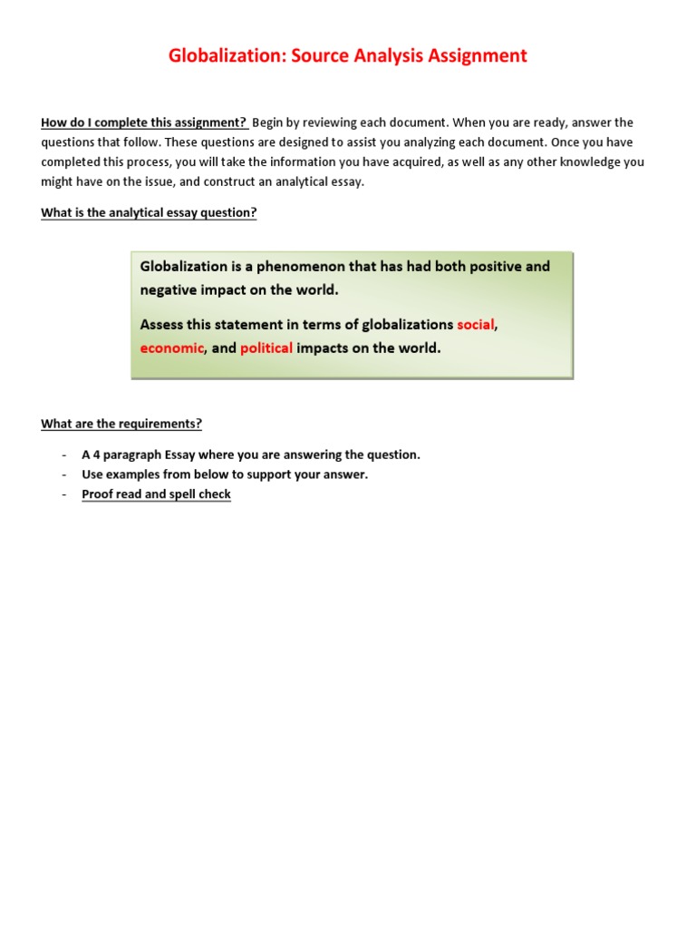 Globalization: Source Analysis Assignment | PDF