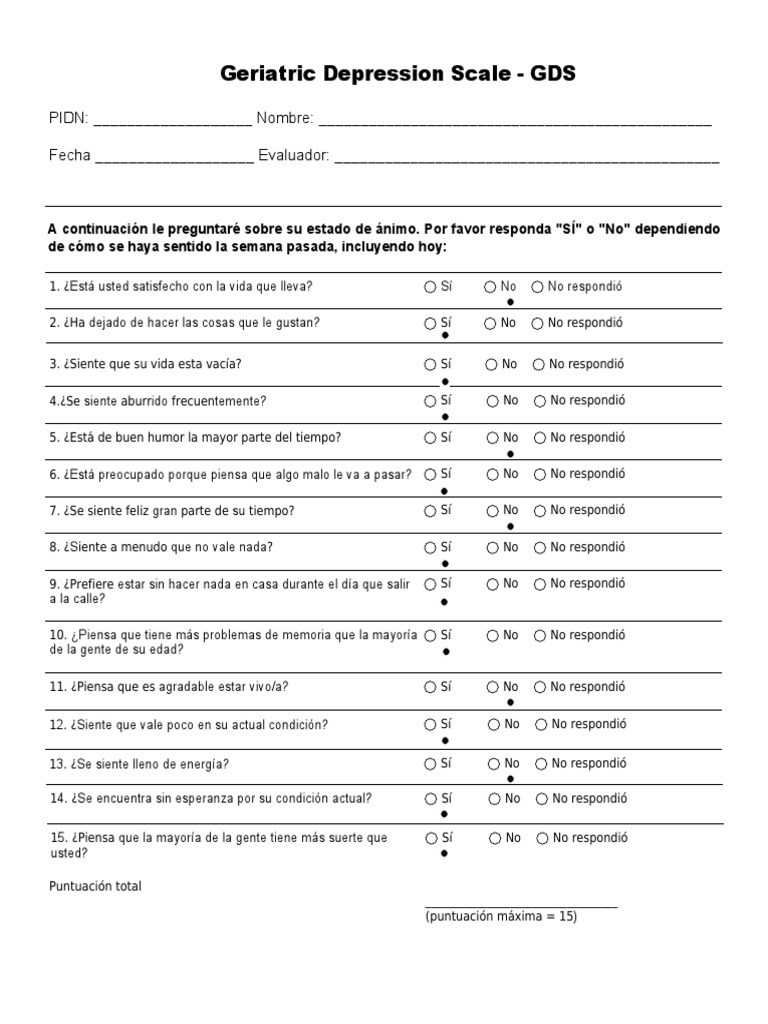 Geriatric Depression Scale - GDS | PDF
