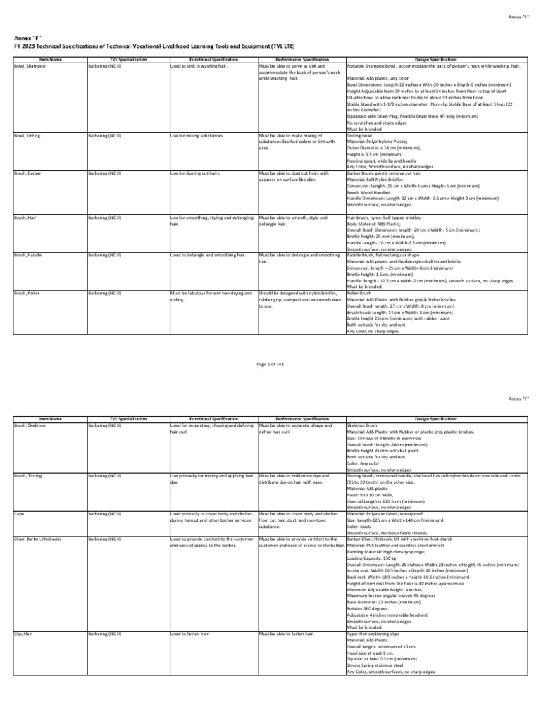 ANNEX F FY 2023 Technical Specifications of TVL-LTE | PDF