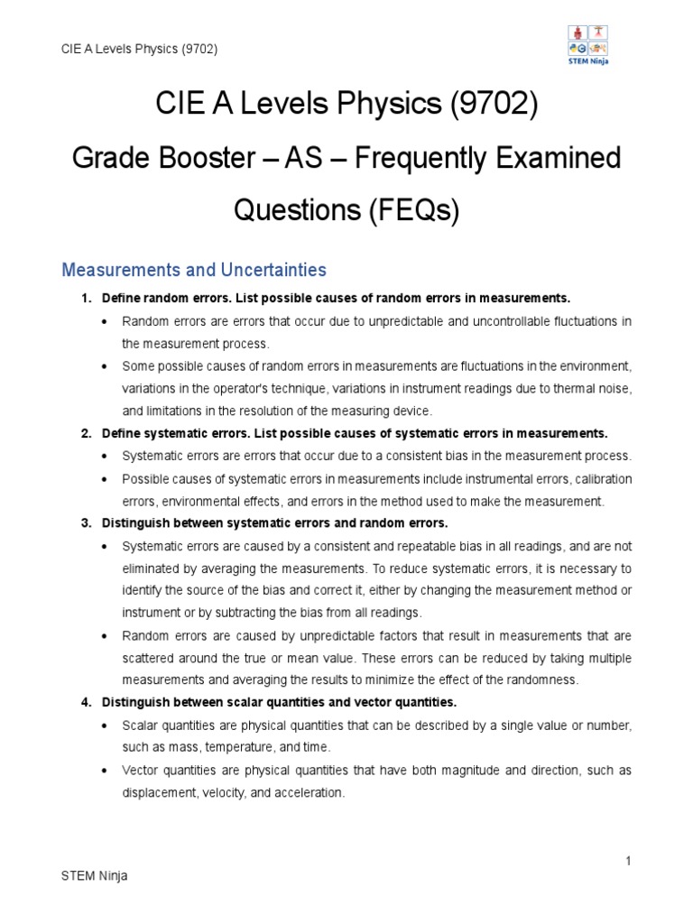 9702 Grade Booster-AS-Frequently Examined Questions FEQs | PDF | Waves | Radioactive Decay