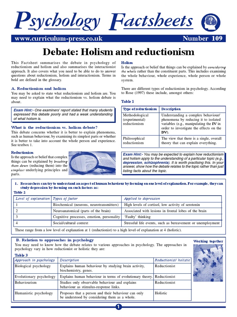 109 Holism and Reduct | PDF | Reductionism | Schizophrenia