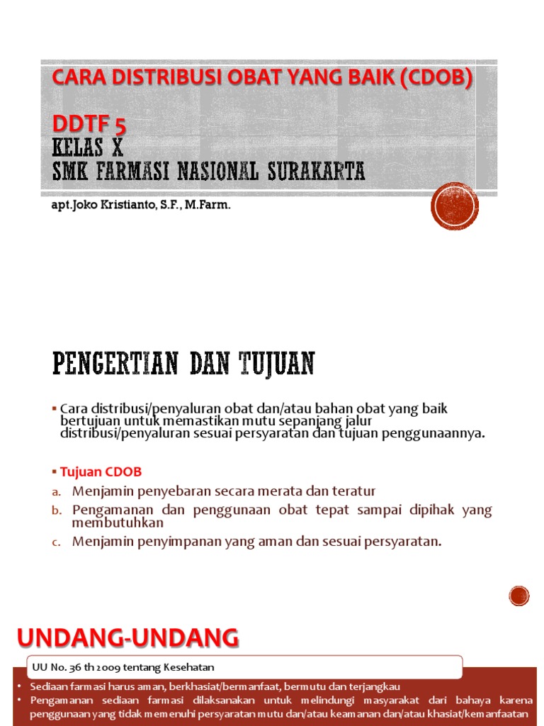 CDOB (Cara Distribusi Obat Yang Baik) | PDF