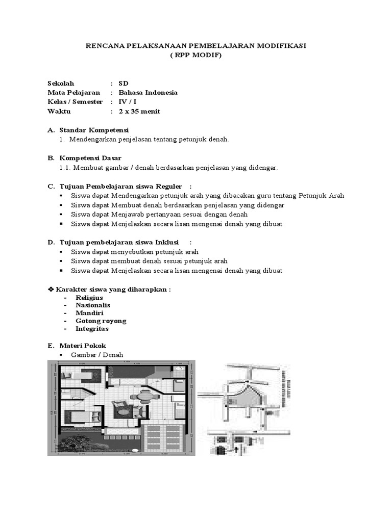 RPP Modif Kelas 4 Denah | PDF