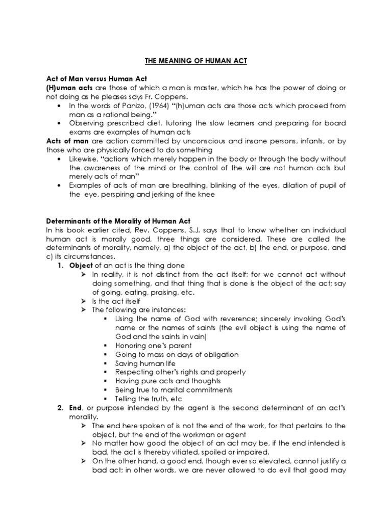 The Meaning of Human Act | PDF | God | Morality