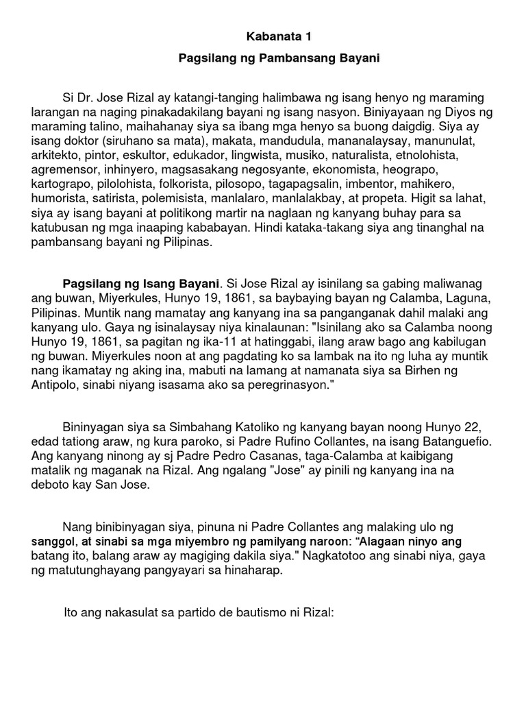 Rizal Kabanata 1 25 | PDF