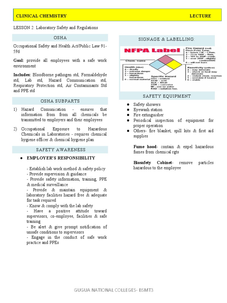 Lesson 2 Laboratory Safety and Regulation | PDF | Safety