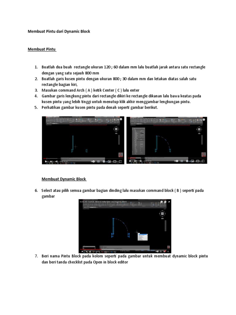 Tutorial Pintu Dynamic Block di AutoCAD | PDF