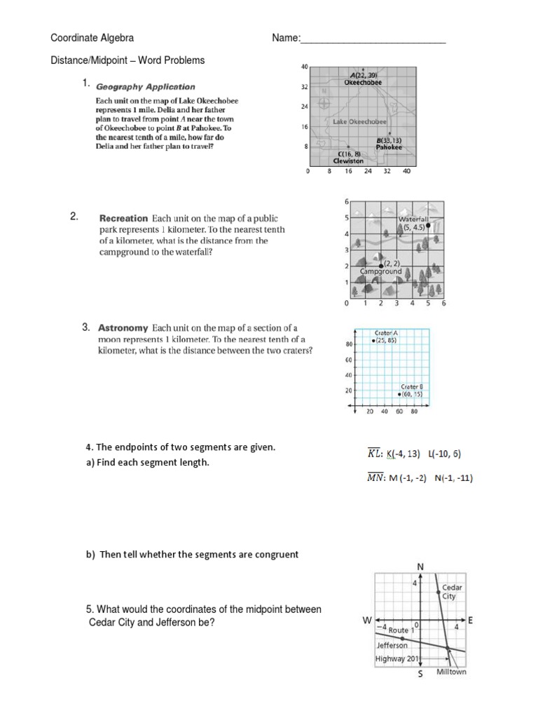 8 Distance Midpoint Word Problems | PDF