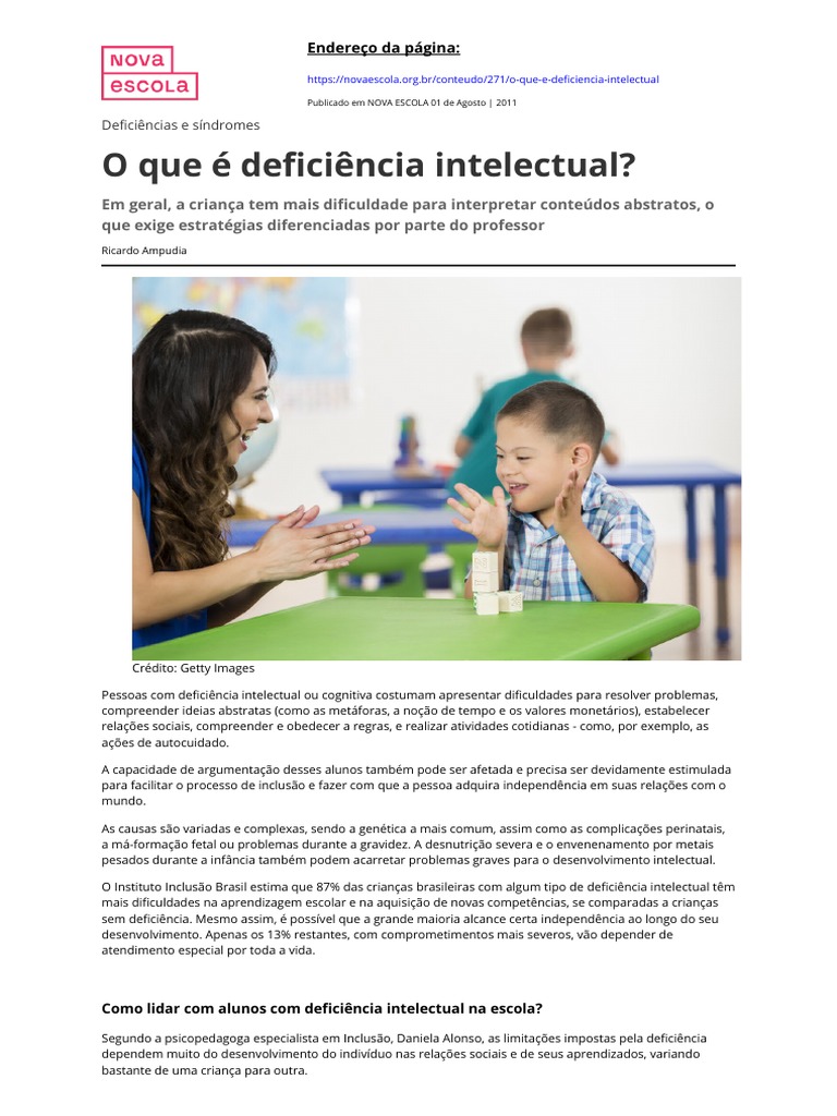 O Que e Deficiencia Intelectual | PDF | Deficiência intelectual ...