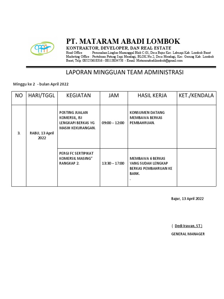 Format Laporan Admin | PDF
