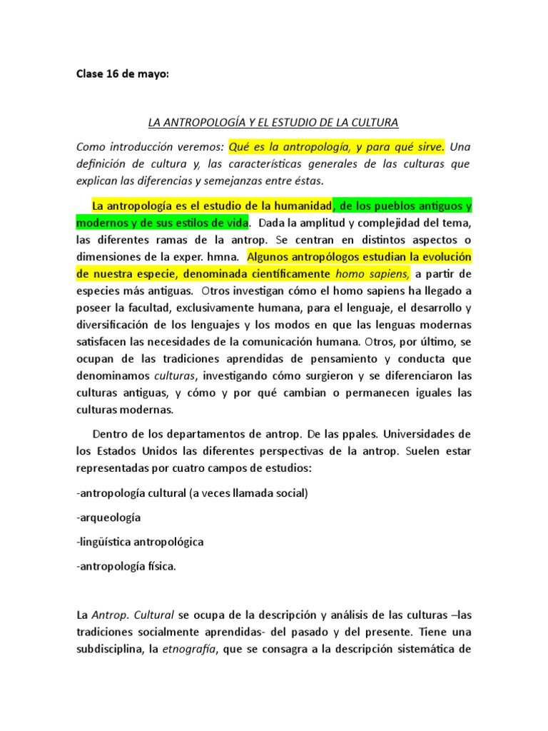 Clase 16 de Mayo | PDF | Antropología | Sociedad