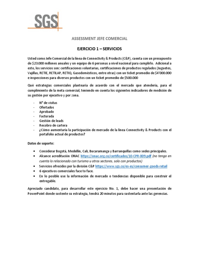 Assessment Jefe Comercial CP | PDF
