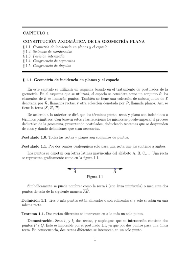 Axiomas y Teoremas de Geometría Plana | PDF
