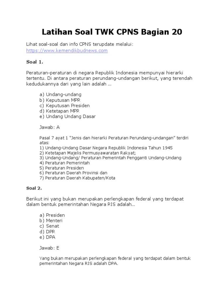 Soal TWK CPNS Bagian 20 | PDF