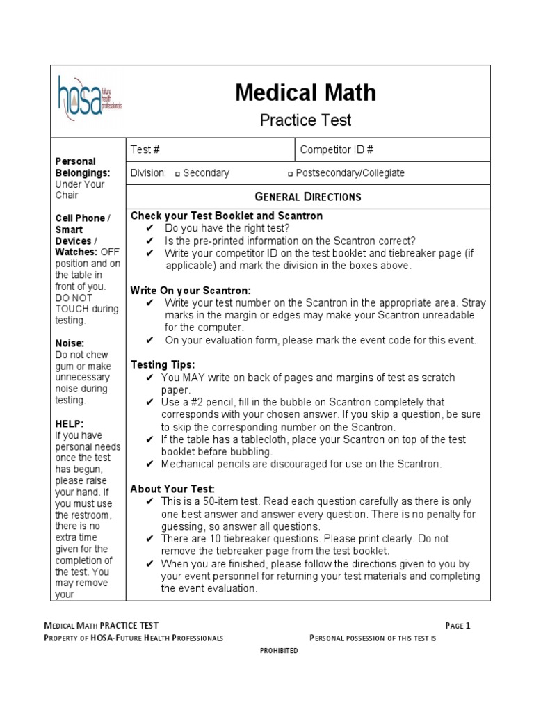 Medical Math TEST | PDF
