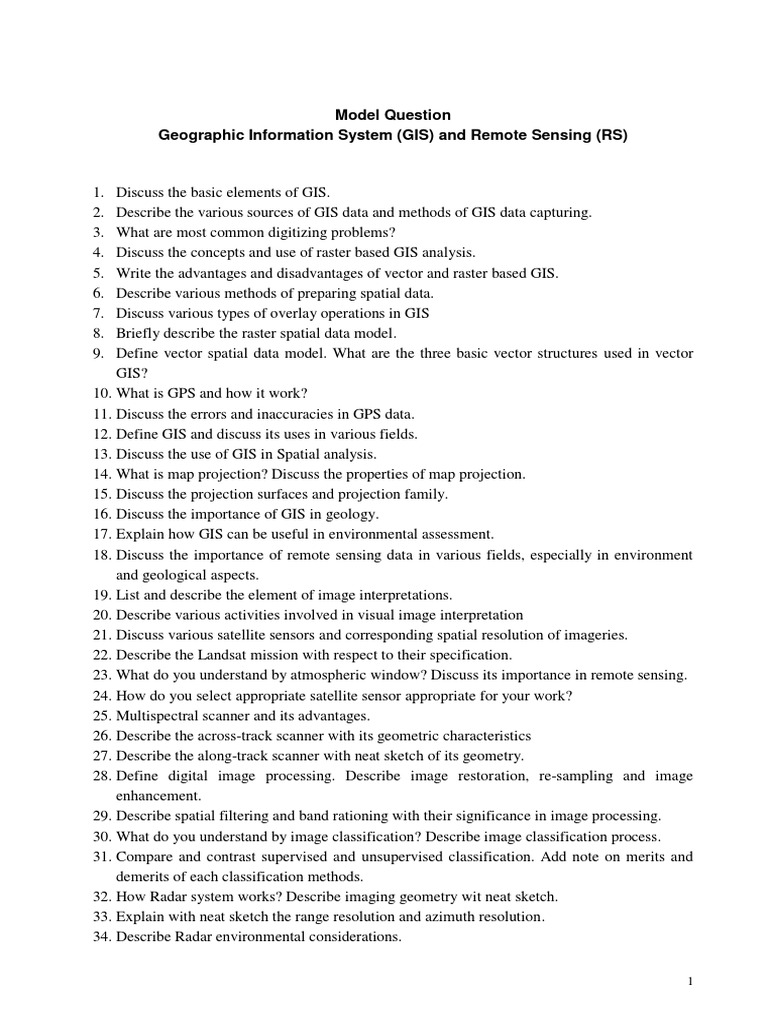 Model Questions GIS RS 2078 | PDF | Geographic Information System | Spatial Analysis