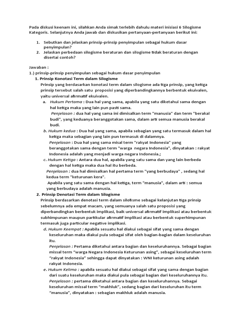 Diskusi 6 Logika | PDF