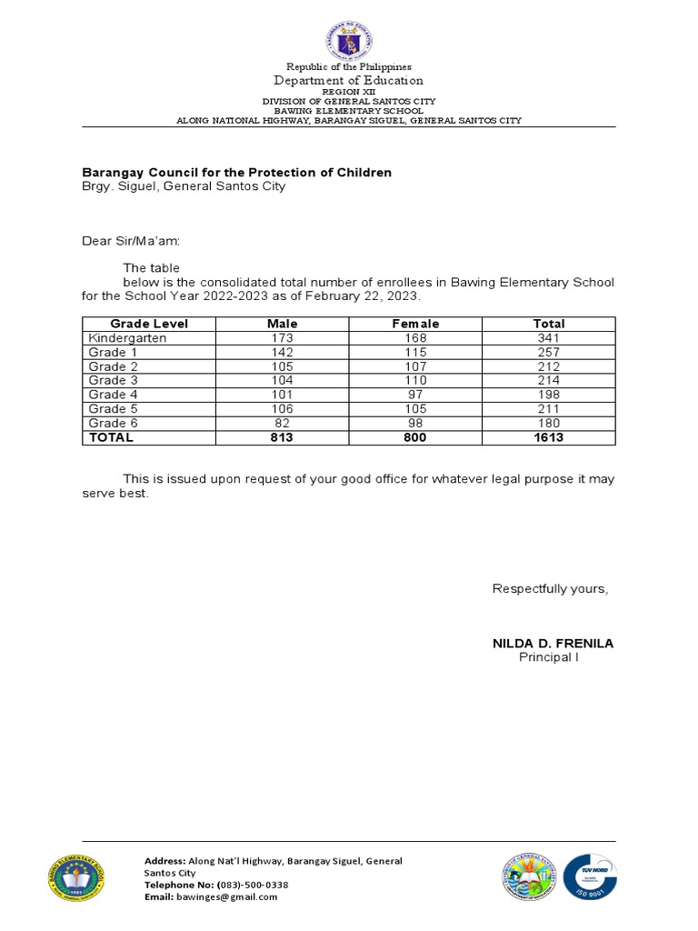 Letter For Request Data Enrolment | PDF