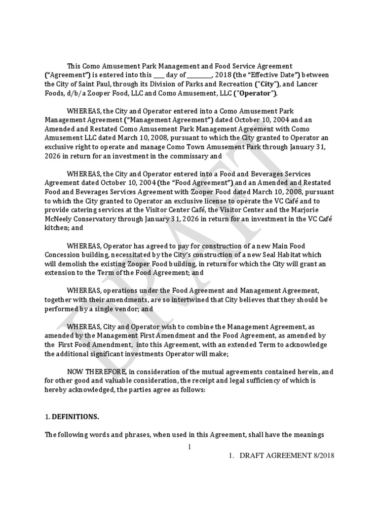 Res 18-15 Como Zoo Conservatory Concessions Contract AMUSEMENT | PDF ...