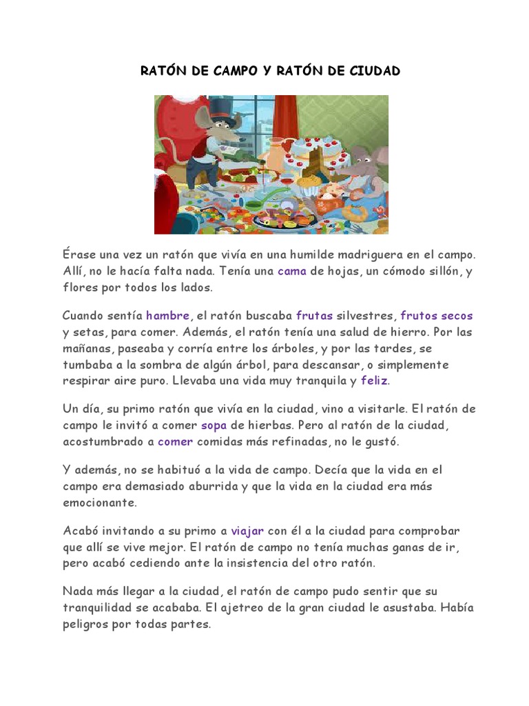 Ratón de Campo y Ratón de Ciudad | PDF