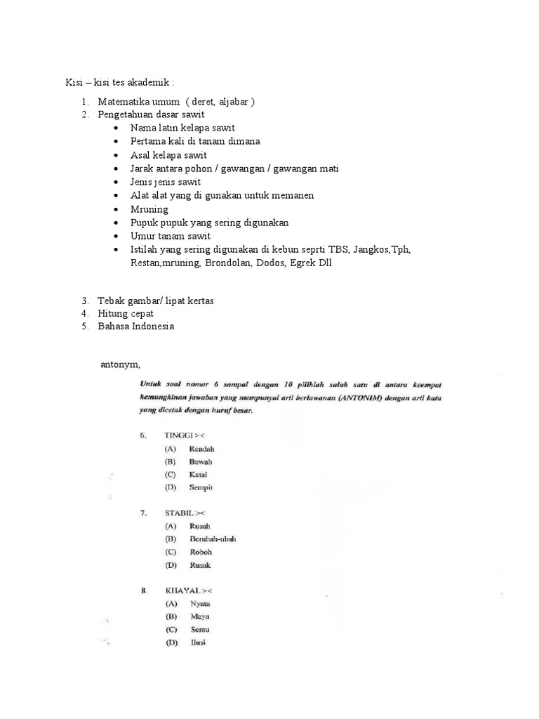 Kisi Kisi Tes Akademik Pdf