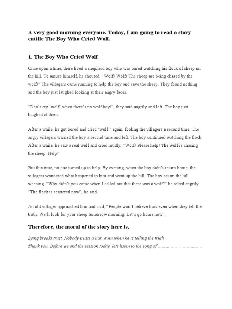 The Boy Who Cried Wolf | PDF
