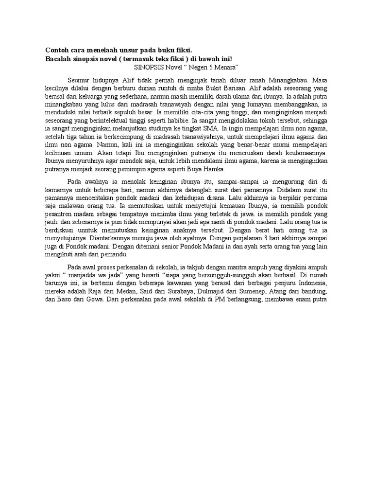 Contoh Cara Menelaah Unsur Pada Buku Fiksi | PDF