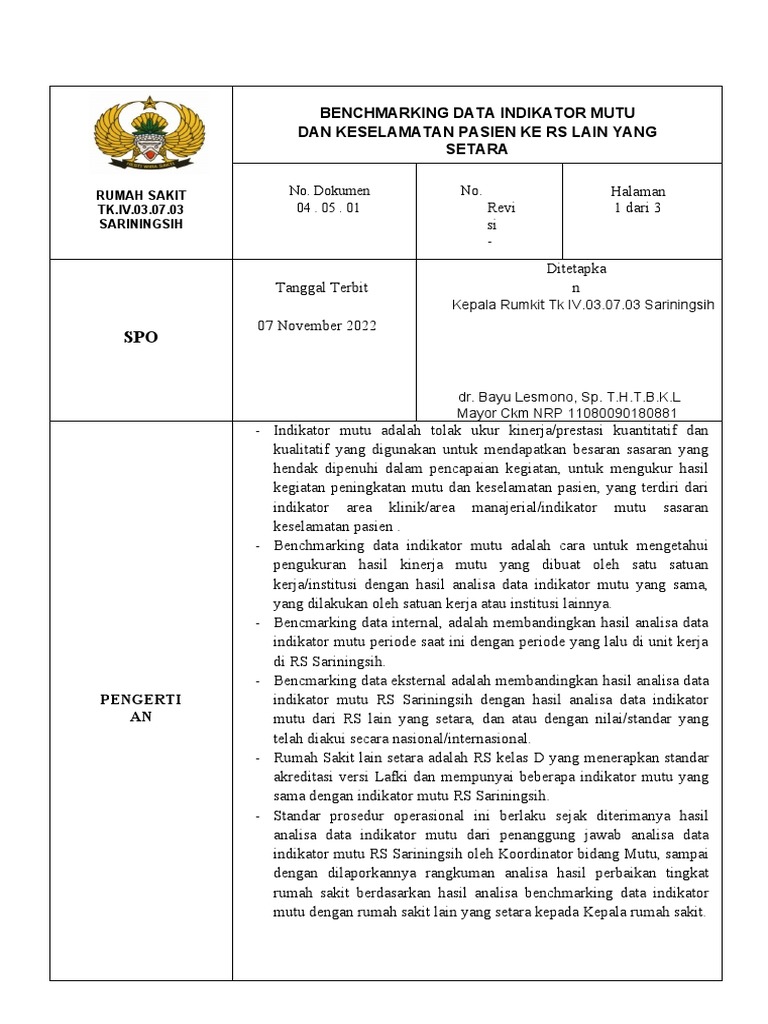 SPO Perbandingan Data 2022 RS SNS | PDF