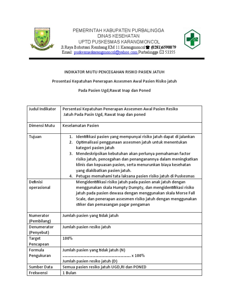 Indikator Mutu Pencegahan Risiko Pasien Jatuh | PDF