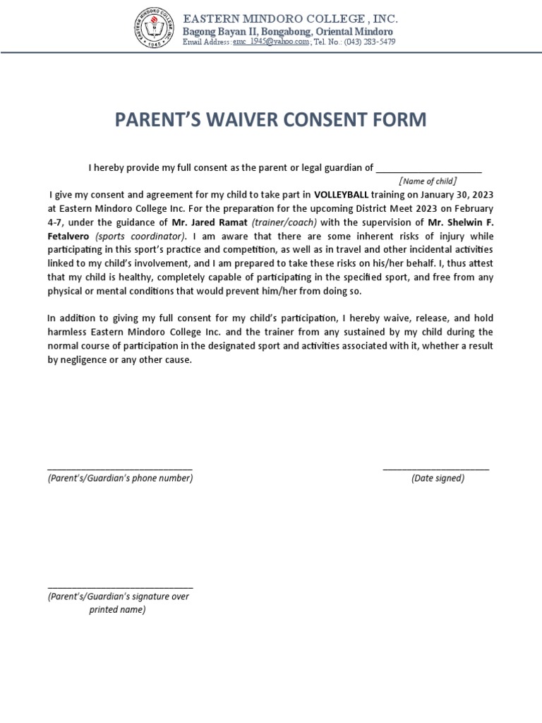 Parents Consent | PDF | Lifestyle