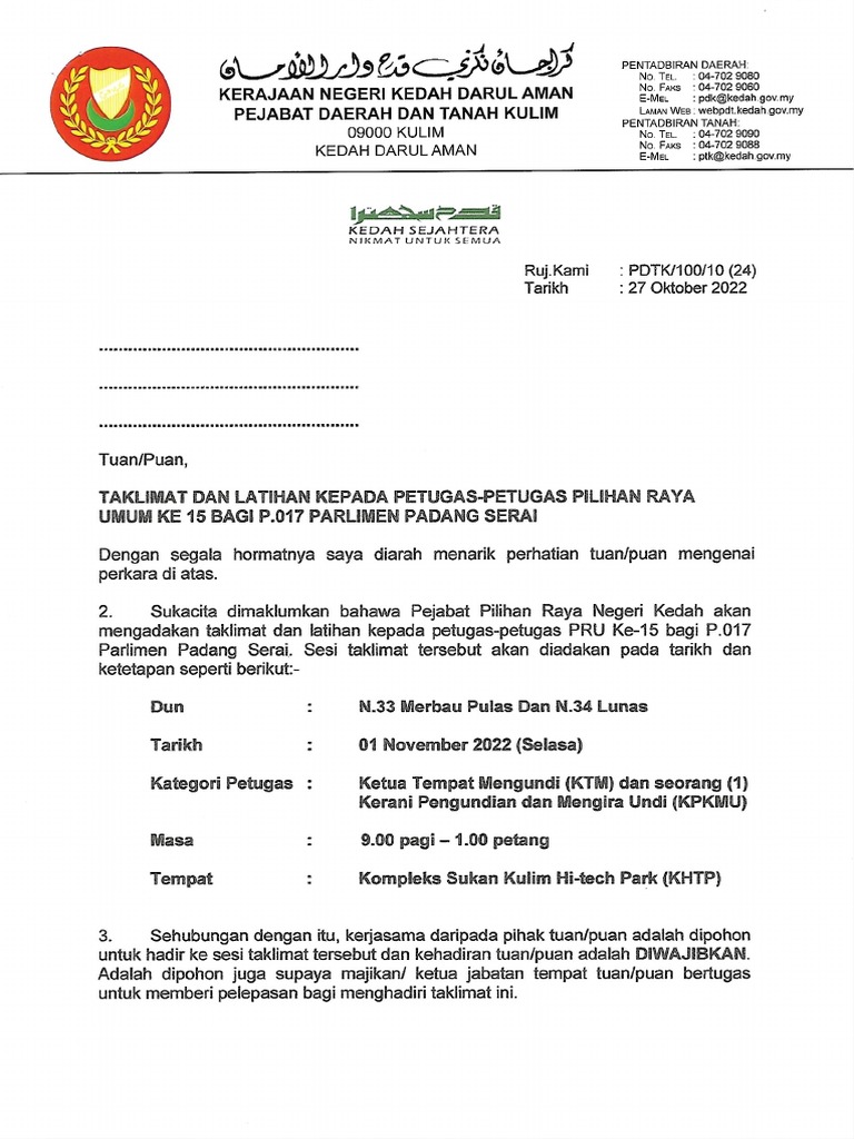 Surat Jemputan Taklimat Spr Pdf