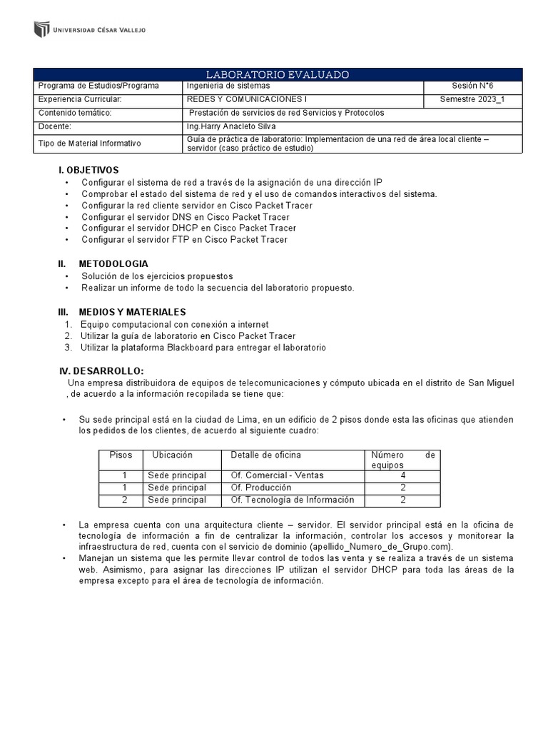 Laboratorio 6 RYC 1 | PDF | Servicio de red | Protocolo de transferencia de archivos