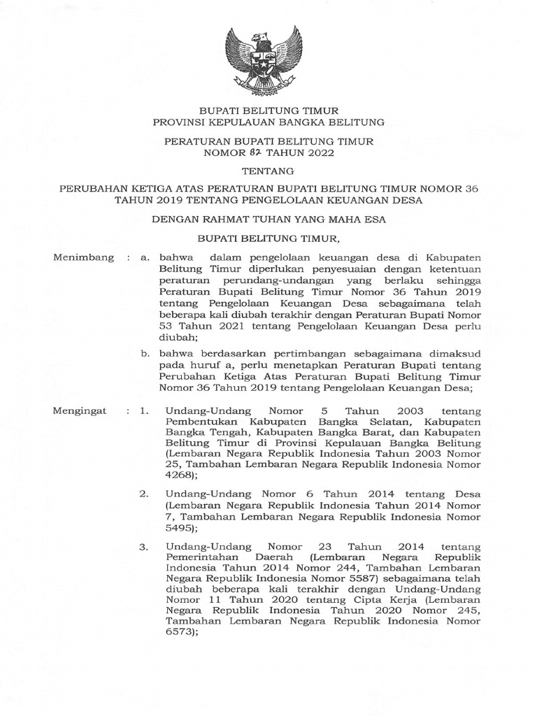PERBUP NO 82 TAHUN 2022 | PDF