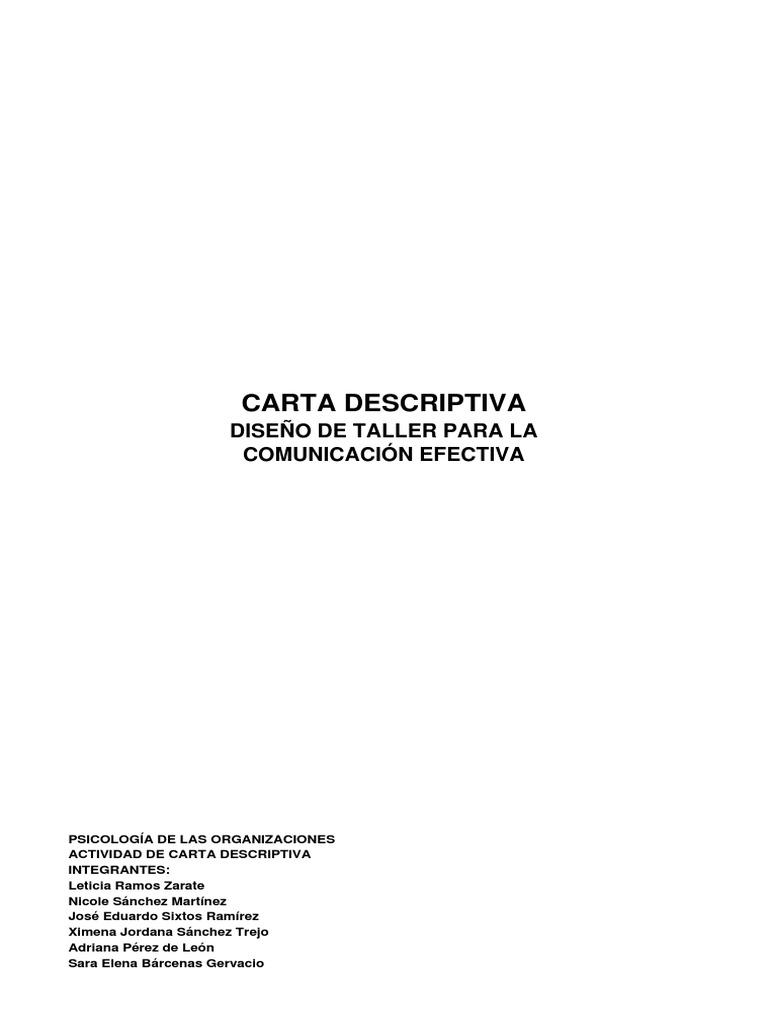 Carta Descriptiva | PDF