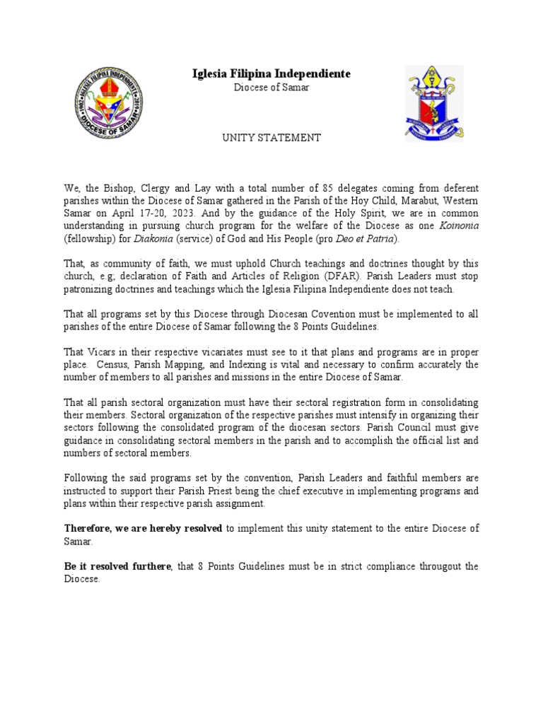 Unity Statement 2023 | PDF