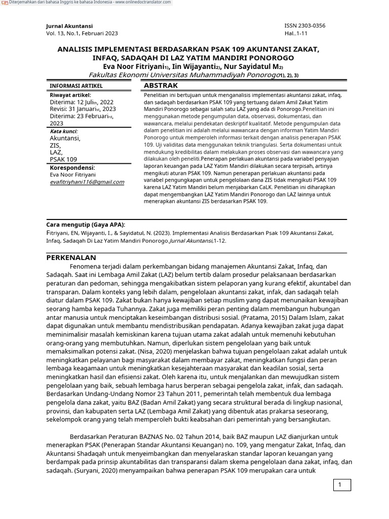 Fitriyani, dkk (2023)- Indo Analysis Implementation Based On Psak 109 ...