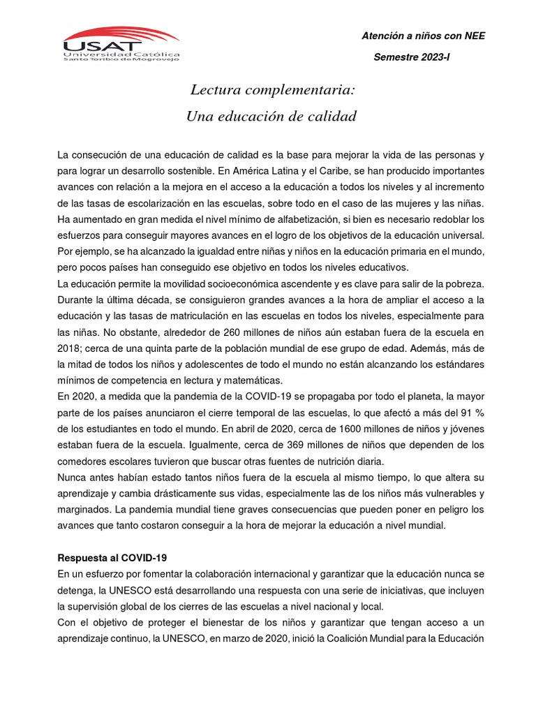 Lectura Complementaria N°3 | PDF | Educación primaria | Enseñando