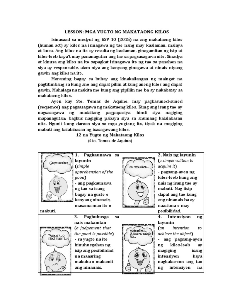 Lesson 4 Mga Yugto NG Makataong Kilos | PDF