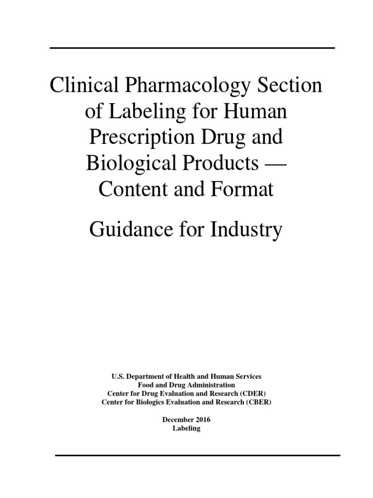 Clinical Pharmacology Labeling For Human Prescription Drug and ...