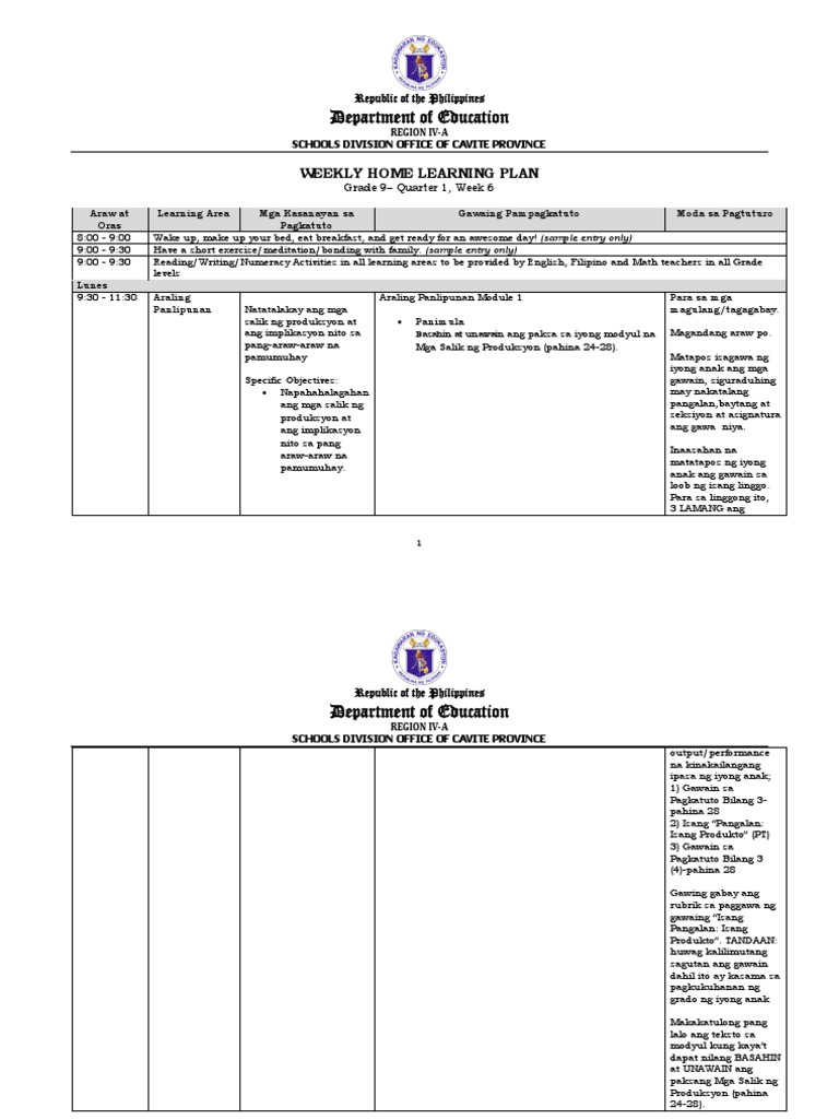 Ap9 Q1 WHLP Week 6 | PDF