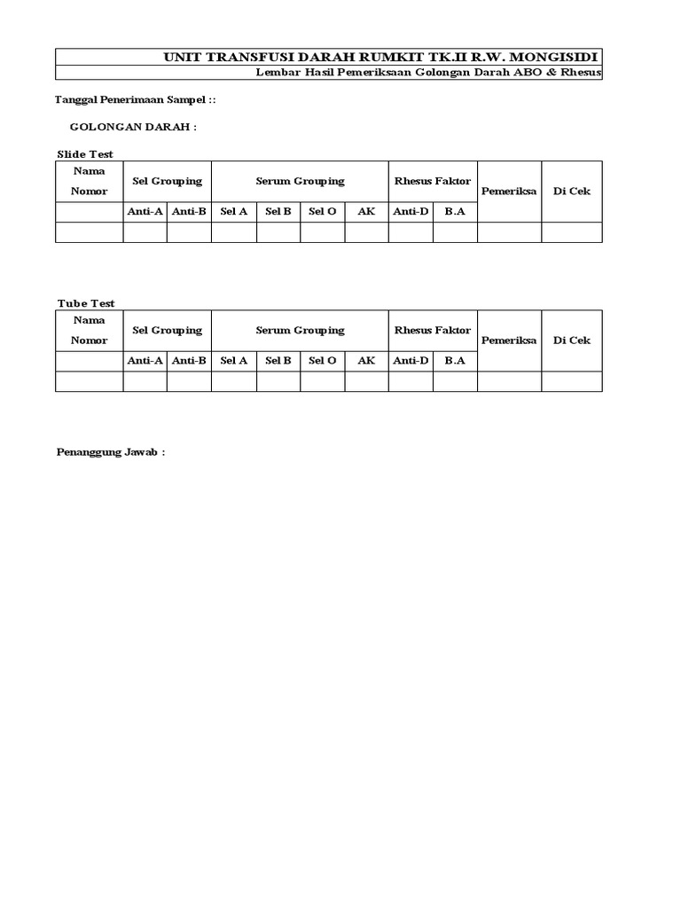 Lembar Hasil Golongan Darah Pdf