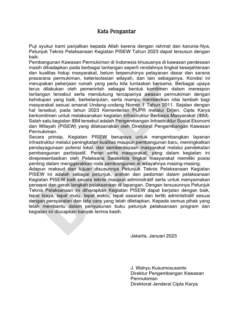 Petunjuk Teknis PISEW 2023 - 19012023 | PDF