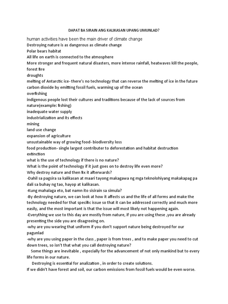 Dapat Bang Sirain ang Kalikasan? | PDF | Climate Change | Nature