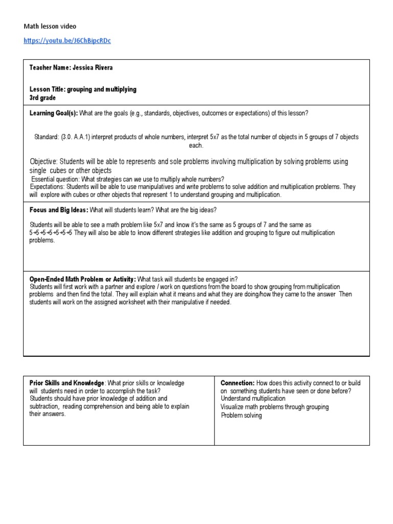 Cbse 3206 Math Lesson Plan | PDF | Worksheet | Mathematics