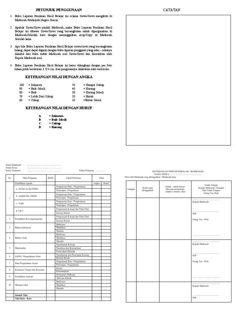 Buku Laporan Pendidikan Hasil Belajar | PDF