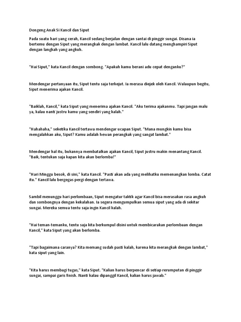 Dongeng Anak Si Kancil Dan Siput Pdf