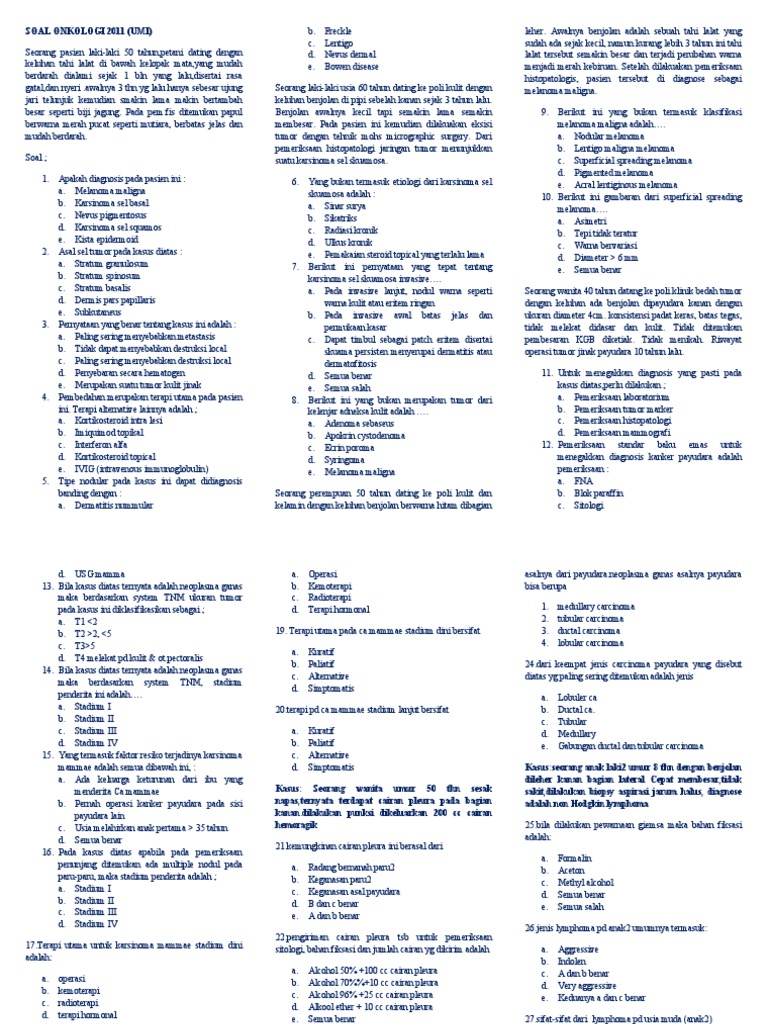 Soal Onkologi 2011 Umi Semuaaaaaa | PDF