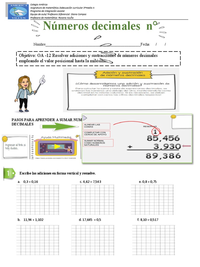 Guia N° 3 Decimales Nivel 5to Básico | PDF | Convenciones de nombres ...