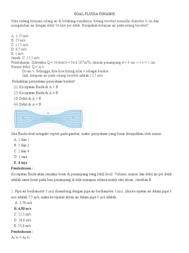 SOAL FLUIDA DINAMIS | PDF